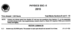 Physics 10 FBISE Past Paper 2015 - FBISE Solved Past Papers
